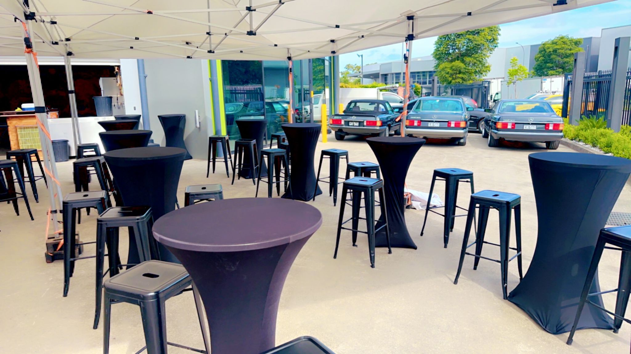 Black Bar Table Cover Hire - Black Lycra Socks